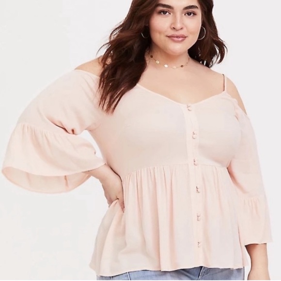 torrid | Tops | Torrid Blush Cold Shoulder Blouse | Poshmark